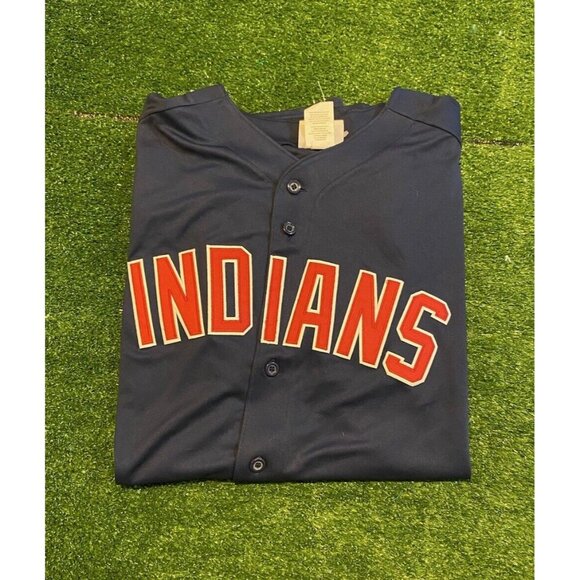 Majestic | Shirts | Cleveland Indians Jersey Mens Xl Blue Red Majestic ...